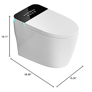 Smart toilet with bidet built in One-piece Bidet Toilet Seat,Foot Sensor Flushing, Heated Seat and Multi-Functional Remote Control Night Light,LED Display-Black