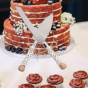 Rustic Wedding Cake Serving Set Wedding Cake Knife and Server Set Pizza Pie Server Set for Anniversaries Birthdays Christmas Parties