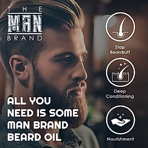 The Man Brand Gentlemen's Bourbon Beard Oil Leave-In Conditioner for Men – Luxurious Bourbon Beard Oil for Deep Conditioning and Styling Care, Soften and Nourish Beard (1 Ounce, Gentlemen's Bourbon)