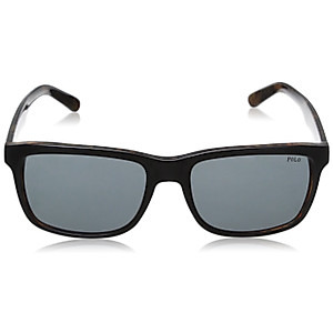 POLO RALPH LAUREN Mens PH4098 Square Sunglasses, Top Black On Jerry Tortoise/Grey, 57 mm