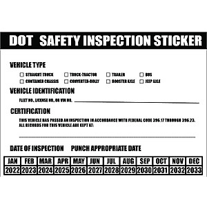 DOT Inspection Stickers (10 Pack)
