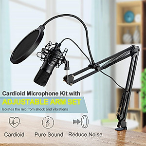ZAFFIRO USB Microphone, Professional Grade Condenser Microphone, Professional Microphone Kit, Computer Microphone Kit, Adjustable Stand for Professional Recording Studio, Karaoke, Conference Hosting