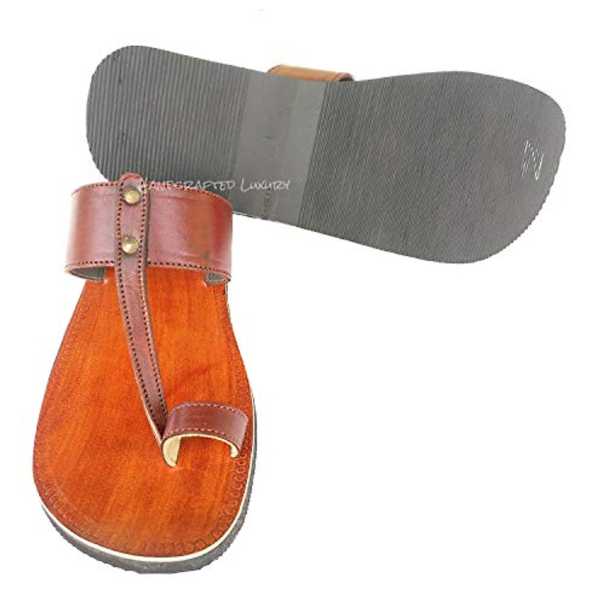 Handcrafted Luxury Men Jesus Sandals Biblical Leather Sandals Brown Toe Strap Hippie Indian Sandals (US 9)