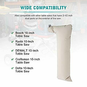 Table Saw Dust Collector Bag (10" Tablesaws with 2.5" Dust Port) Fits Bosch/Dewalt/Makita/Ryobi/Craftsman/Porter Cable/RIGID/Metabo/Kobalt/Skilsaw/Delta/