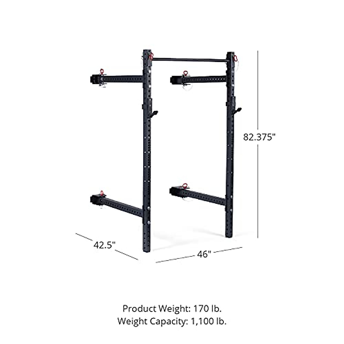 Titan Fitness T-3 Series 82-inch Wall Mounted Folding Power Rack, Space Savings Rack, Folds up to 5â€ from the Wall