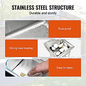 VEVOR Stainless Steel Utility Sink, 1 Compartment Free Standing Small Sink Include Faucet & legs, 16 x 13 x 8.7 in Commercial Single Bowl Sinks for Garage, Restaurant, Kitchen, Laundry, NSF Certified