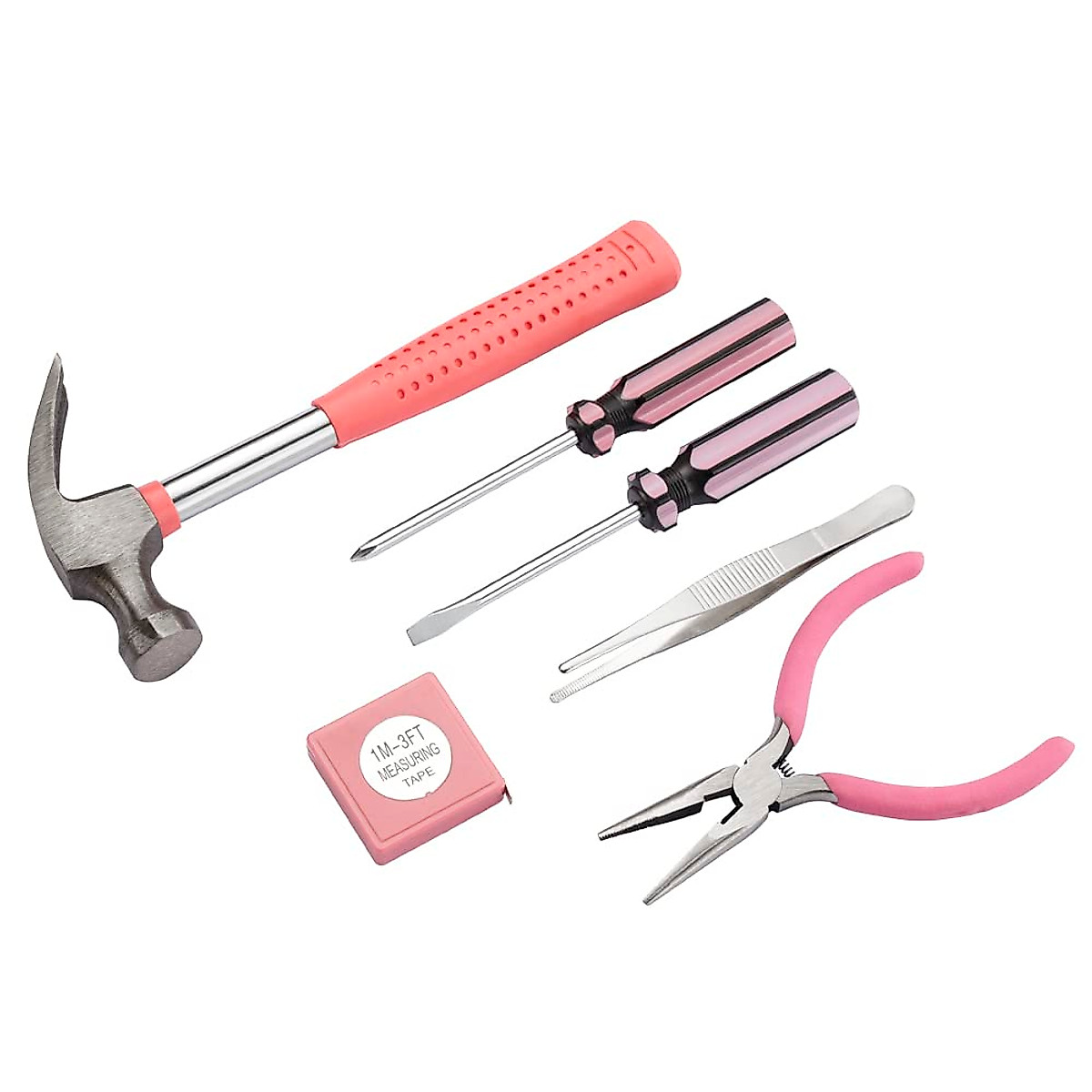 Trimate,PinkTool Set,Includes – Hammer, Screwdriver Set, Pliers (Tool Kit for The Home, Office, or Car)