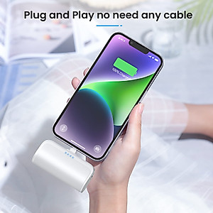 Mini Portable Charger Power Bank for iPhone,5200mAh Portable Phone Charger, Ultra-Compact PD Fast Charging Battery Pack Compatible with iPhone 14/14 Plus/Pro Max/13/12/12 Mini/11/XSXR/X/8/7/6/6s