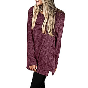 XIEERDUO Plus Size Sweatshirts For Women Oversized Sweaters Crewneck Tunic Tops Fuchsia 3XL