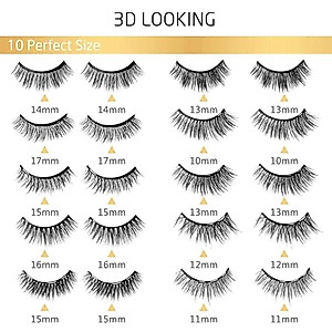 Magnetic Eyelashes with Magnetic Eyeliner Kit -10 Pairs Upgraded 3D 5D Magnetic Eyelashes Kit with Tweezers & 2 Tubes of Magnetic Eyeliner, Reusable, No Glue (10 Pairs)