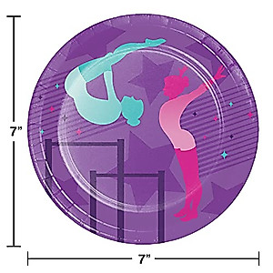 Kid's Gymnastics Dance Disposable Tableware Set for 24, Party Supplies include Plates Napkins Banner Danglers and Table Cover for Boys, Girls, Birthday Party Decorations (85 pcs)