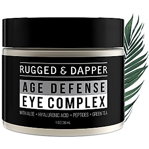 RUGGED & DAPPER Premium Men's Eye Cream | Age Defense for Dark Circles, Wrinkles & Puffy Eyes | Unscented | Hyaluronic Acid, Aloe + Argan Oil