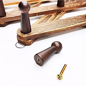 HILIPE Accordion Style Wooden Expandable Coat Rack Wall Mounted 13 Pegs Hook for Hat Coffee Mug Key Jacket Bag Towel Umbrella Porch (Retro Brown)