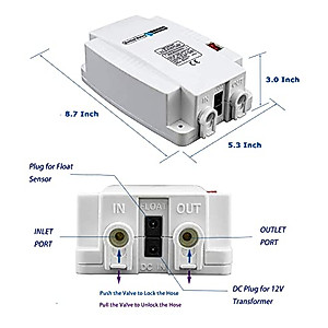 Water Dispenser 5 Gallon Bottle Water Pump System 60PSI for Fridge Ice Maker Faucet (12V Upgraded -Dual Inlet)