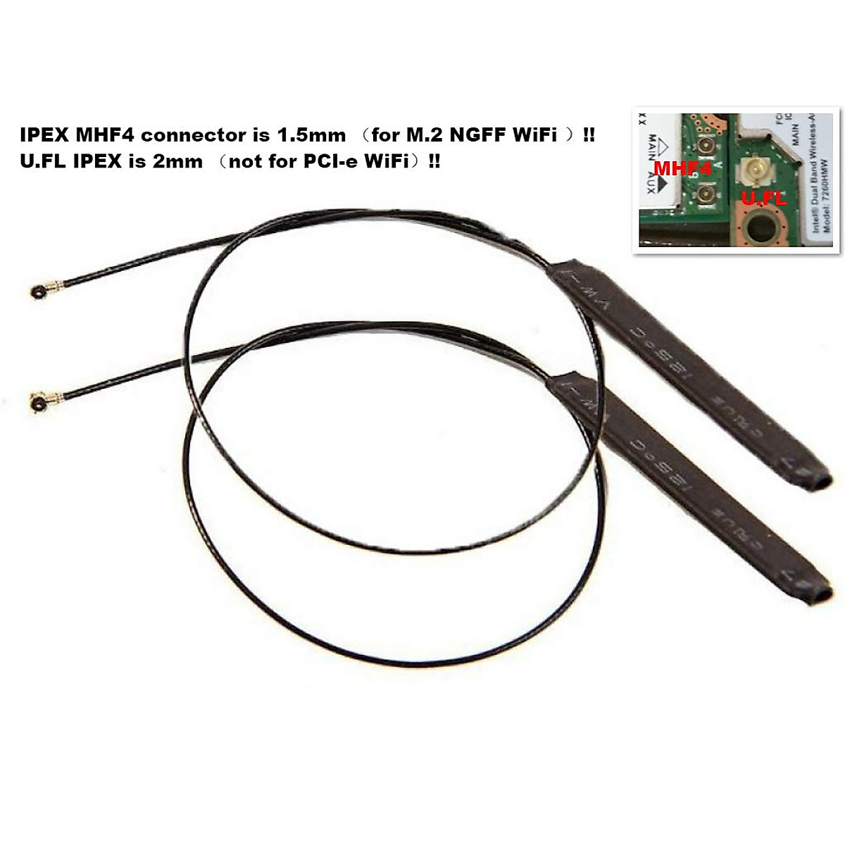 MHF4 IPEX 2.4Ghz 5Ghz 5.8G WLAN Network Adapter PC WiFi Antenna for Intel 7260 8260 8265 9265 9260 9560 AX200 AX Killer M.2 IPEX4 Wi-Fi Wireless WLAN Card Banana Pi 4 M2 Zero Hachintosh