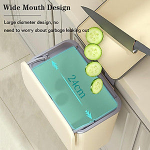 Kitchen Trash Can,Compost Trash Can,Hanging Trash Can for Kitchen Cabinet Door,Multifunctional Hanging Trash Can with Lid,8L/12L Small Kitchen Garbage Can,for Counter Top or Under Sink