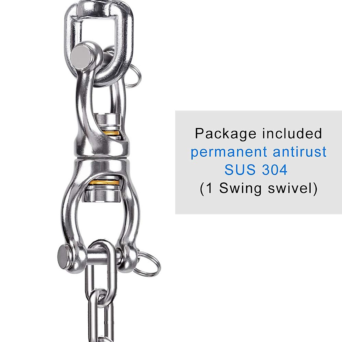 Dolibest SUS304 Silent Bearing Swing Swivel, Tire Swing Swivel with 2 Removeable Buckle for Web Tree Swing, Aerial Dance, Swing Yoga Swing Sets, 770LB Capacity