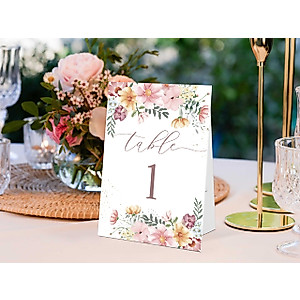 Wedding Table Numbers 1-20, Flower Wedding Decor, 4x6 Standing Sign Self-Standing Table Numbers for Bridal Showers, Baby Showers, Special Event, Reception & Decorations
