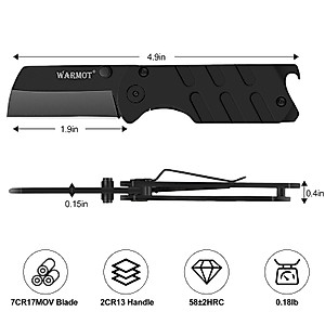 warmot Small Pocket Knife, 1.9 inch Stainless Steel Sharp Blade, EDC Folding Pocket Knife, Box Cutter for Women and Men with Bottle Opener and Glass Breaker