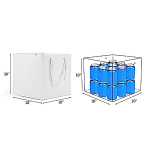 HUAPRINT White Paper Bags with handles,Gift Bags Bulk 24 Pack,10x10x10inch Square Size Large,Paper Shopping Bags, Kraft, Party, Birthday,Favor, Goody, Take-Out, Merchandise, Retail Bags