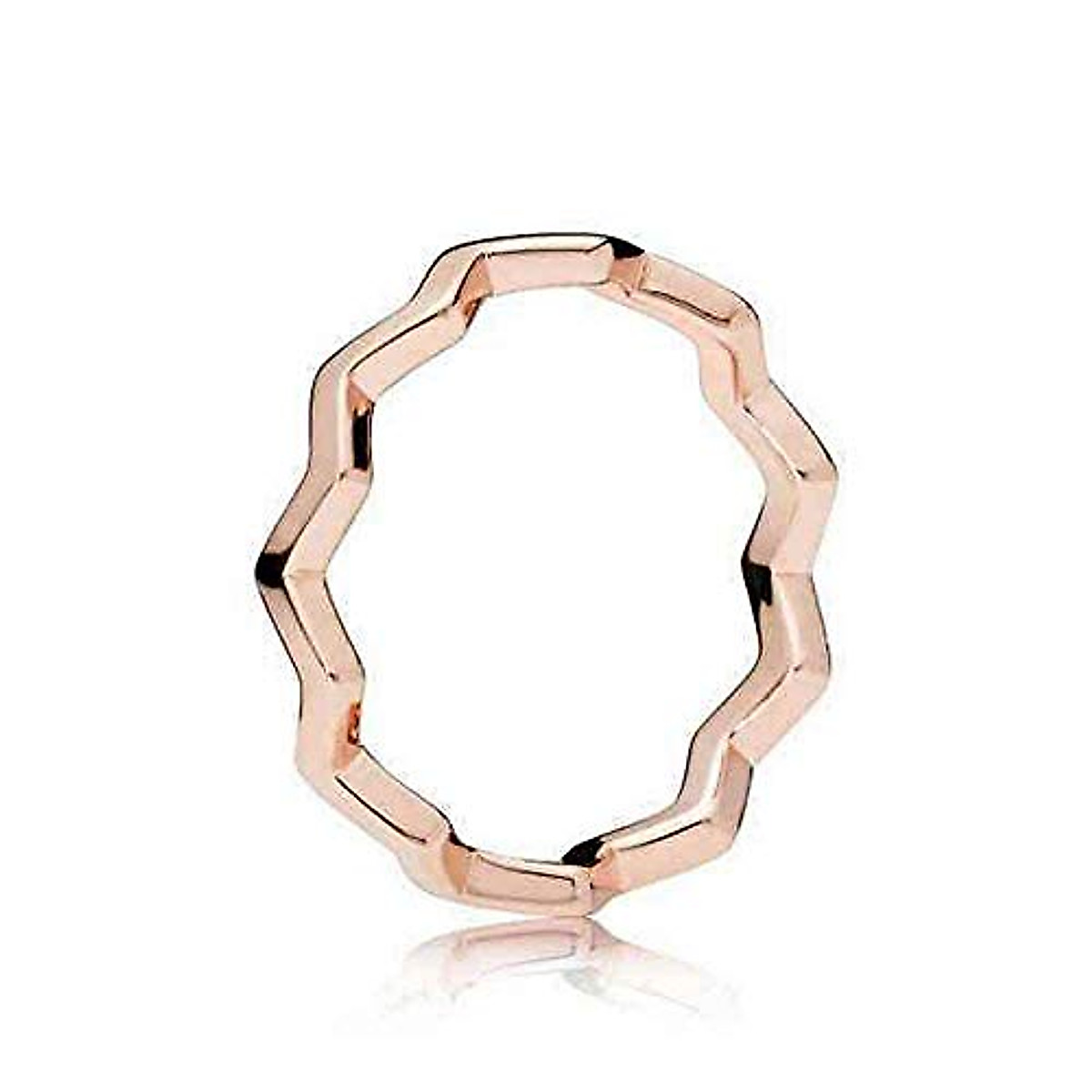 Pandora Polished Zigzag Ring - Contemporary & Classic Ring - Rose Gold Ring for Women - Layering or Stackable Ring - Gift for Her - 14k Rose Gold-Plated Rose - Size 5