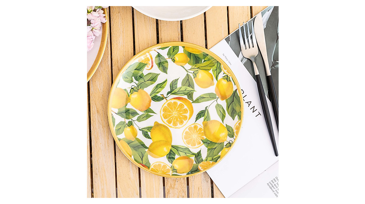 Lemon Melamine Dinnerware Set for 4 | Durable & Stylish