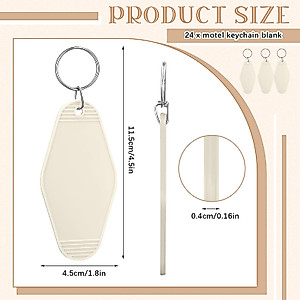 Pinkunn 24 Pcs Vintage Motel Keychain Blank DIY Heat Transfer Keychains Bulk Sublimation Plastic Hotel Backpack Key Tags(Beige)