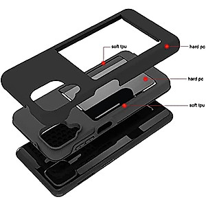 FDTCYDS Galaxy A12 Case with Card Holder,Shockproof Armor Silicone Hybrid Rugged Protective Wallet Cover Case for Samsung Galaxy A12 Edition - Grey