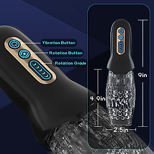 Automatic Blowjob Sex Machine Male Masturbator, YUKZEN Rotating Vibrating Hands Free Sex Toy Stroker Penis Vibrator, Masturbators Pocket Pussy for Pleasure Realistic