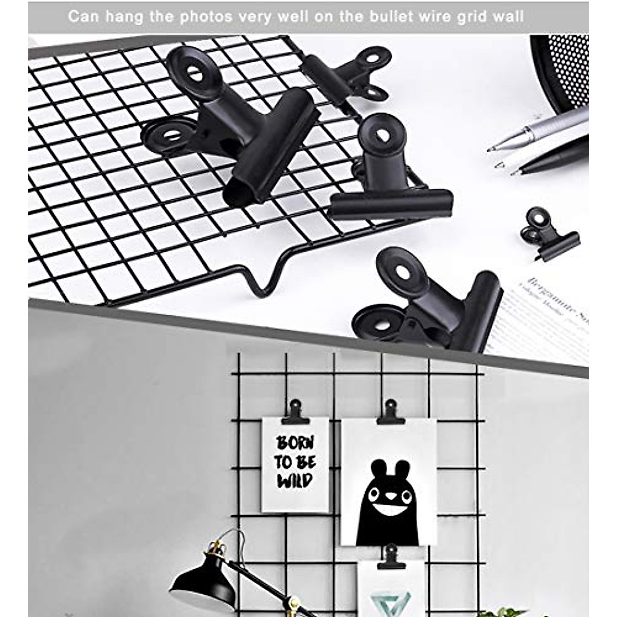 Black Metal Bull Hinge Clips, Coideal 20 Pack 2 Inch Large Binder Paper Clip Clamps for Food Bags, Pictures Photos, Art Crafts, Office Supply (51mm)