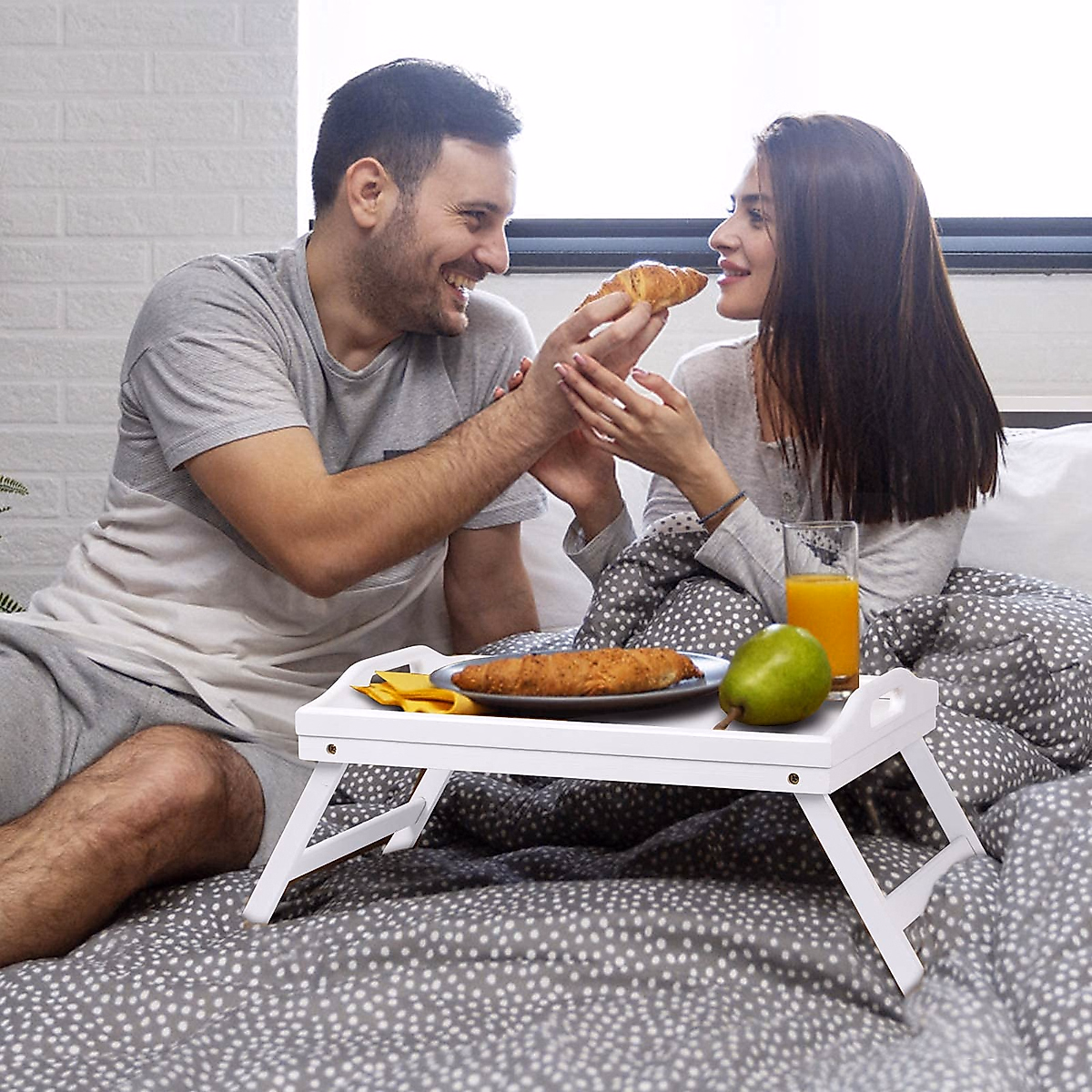 reakfast Tray Folding Legs with Handles Kids Bed Tray Table for Sofa Eating,Drawing,Platters Bamboo Serving Lap Desk Snack Tray