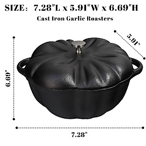 AOKDEER Garlic Roaster, Cast Iron Garlic Roaster for Kitchen Grill Oven, Dining Room, Indoor or Outdoor, BBQ Grill Garlic Tools, Garlic Baker for Picnic Camping Patio Backyard Cooking