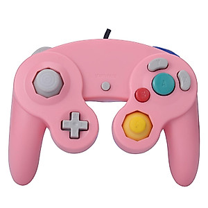 ONE250 2 Pack Classic Shock Joypad Wired Controller, Compatible with Wii NGC Gamecube Game Cube (Pink & Yellow)