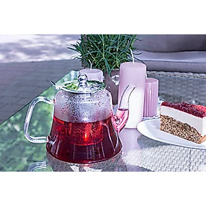 Aserson 1200 ml/40 oz Glass Teapot, Heat Resistant, Stainless Steel Infuser, Handmade, Leaf Tea Brewer, Borosilicate Glass, Stovetop Teapot and Microwave Safe