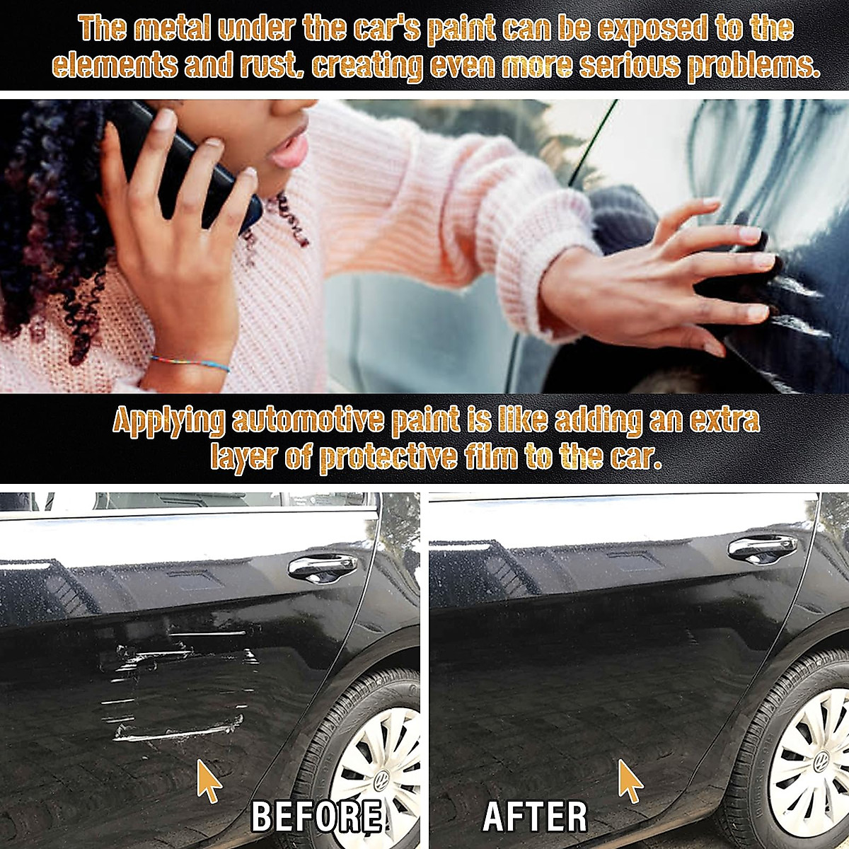 Black Touch Up Paint for Cars, Black Car Paint Scratch Repair, 2 in 1 Auto Touch up Paint Pen, Special-Purpose Car Touch Up Paint Universal Color Black 0.7 oz