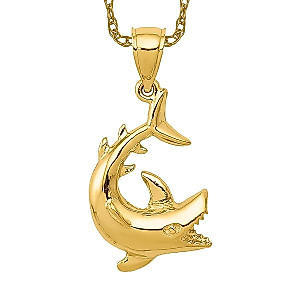 IceCarats 14K Yellow Gold Shark Necklace Charm Pendant 27mm x 13mm Only