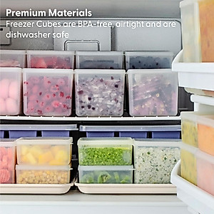 W&P Freezer Cubes- Set of 3 | Reclaim Your Freezer With Tidy Stackable Frozen Food Containers | 16oz, 40oz, 64 oz | Freezer safe, BPA Free, Dishwasher Safe, Microwave Safe