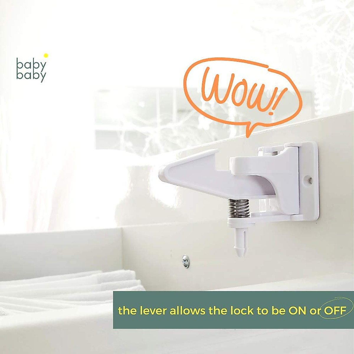 Baby Proofing Cabinet Locks (12 Pack) Includes Drawer Latch + 6 Wall Plug Covers - Adhesive Easy Installation Cabinet Locks For Babies (White)