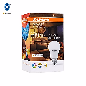 SYLVANIA Smart Bluetooth LED Light Bulb, A19 60W Equivalent, Efficient 10W, Works with Apple HomeKit, RGBW Full Color and Adjustable White, No Hub Required - 1 Pack