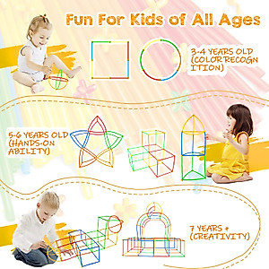 Juboury 500Pcs Straw Constructor STEM Building Toys Educational Interlocking Toys Engineering Building Blocks 3D Puzzle, Creative Connecting Kit, Construction Blocks Toy for Both Boys and Girls