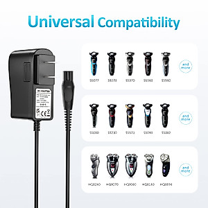 HQ8505 Norelco Charger for Philips Norelco 7000 5000 3000 Series MG3750 MG5750 MG7750 S1560 Electric Shaver Razor Aquatec Arcitec Multigroom Beard Trimmer AC Adapter Power Supply Cord 15V 0.36A