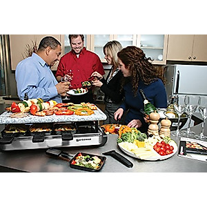 Swissmar KF-77081 Stelvio 8-Person Raclette Party Grill with Granite Stone Grill Top, Brushed Stainless Steel