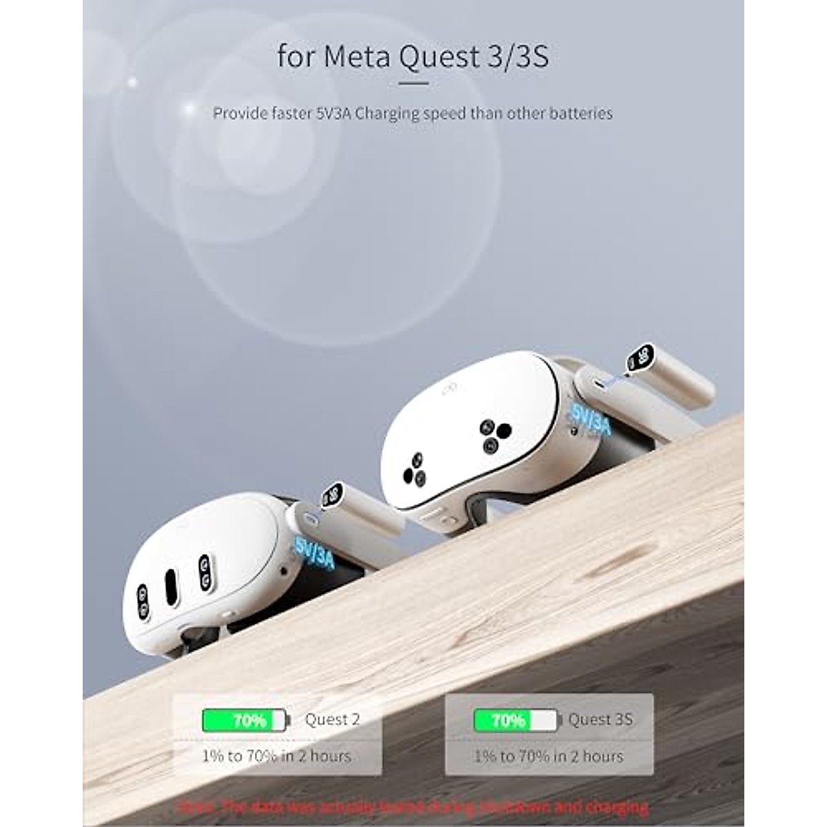 Cooopoo Battery Pack for Meta Quest 3/Quest 3S，5V3A Fast Charge Power Bank with LCD Indicator for Extended Playtime - Rechargeable Mini Lightweight Accessory with Power Indicator [2Pack]