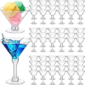 NDSWKR 60 Pcs Disposable Martini Glasses, 5 Oz Tall Martini Plastic Cups, Unbreakable Appetizer Dessert Cups for Wine, Champagne, Margarita, Ice Cream, Parfait, Party, Wedding, Birthday, Bar