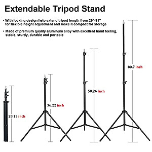 2 Pack RGB LED Video Light Wand Stick, LUXCEO Photography Studio Lighting Kits with 29" to 81" Tripod & Remote Control, Dimmable Photography Light Wand 36 Colors 3000K-6000K