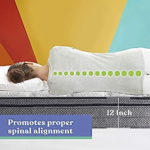EARLY BIRD Fusion 12 Inch Hybrid Mattress, Queen, Supportive Memory Foam Comfort