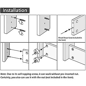 Furniture Cabinet Connector or Desk Top Fastener Hardware Nuts Dowel Bolts Screw with Fluted Wood Dowel Pins,for Wardrobe Door Movers Broke Repair Replacement Locking Connecting 100 Pack(25 Set)