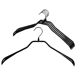 Mawa by Reston Lloyd BodyForm Series Non-Slip Space-Saving Clothes Hanger For Jackets, Suits & Coats, 16-1/2", Style 42/L, Set of 5, Black