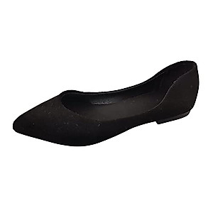 Ladies Fashion Solid Color Suede Pointed Shallow Comfortable Flat Casual Shoes Shoes Size 6 Women Sandals (Black, 8.5)