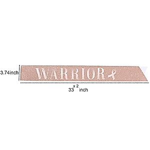 Tihuprly Survivor Cancer Free Party Decorations Included Rose Gold "WARRIOR" Foil Balloons + 20 Latex Balloons +1 Rose Gold Glitter " WARRIOR" Sash - Beat Cancer Breast Cancer Protection Banner